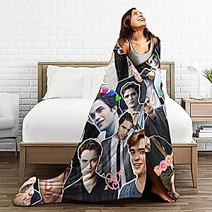 Blanket Robert Pattinson Soft and Comfortable Warm Fleece Blanket for Sofa,Office Bed car Camp Couch Cozy Plush Throw Blankets Beach Blankets
