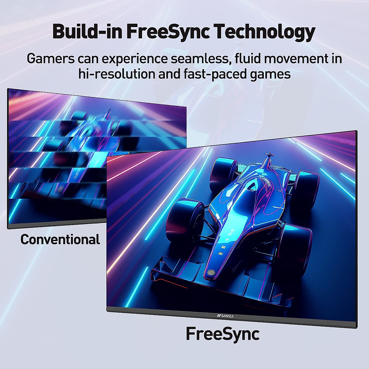 SANSUI Monitor 22 Inch IPS 75Hz FHD 1080P HDMI VGA Ports Computer Monitor Ultra-Thin Tilt Adjustable VESA Mount Compatible with Eye Comfort 178° Wide Viewing Angle for Game and Office