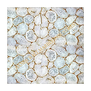21" Inch Agate Square Table, Natural Agate Table, Square Coffee Table, White Agate Table, Square Agate Stone Table