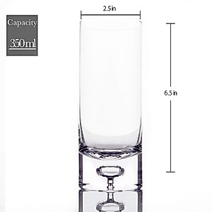 LEMONSODA Crystal Bubble Base Collins Glass Highball Tumbler - Set of 4-12OZ - Heavy Weighted Bottom - Unique Design Great for Water, Juice, Beer, Cocktails, and More