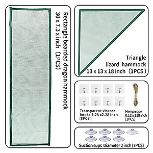 Linifar Bearded Dragon Tank Accessories, Rectangular & Triangular Hammock for Geckos, Snake, Chameleon, Hermit Crabs, Reptiles and Amphibians Habitat Decor