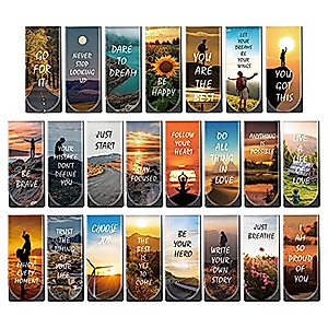 Magnetic Bookmarks,46PCS Inspirational Slogan Nature Scenery Pattern Bookmarks, Encourage Yourself Book Mark for Book Lovers,Women, Man, Kids,Gift, Tudents, Teachers, School, Home(2.4 x 1 inch)