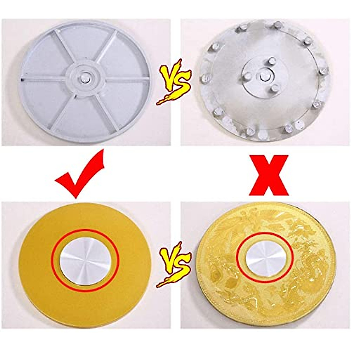 Lazy Susan turntable rotating tray, 10mm tempered glass plate and thicked aluminum alloy bearing, flexible rotation, Silent (Color : Gold, Size : 60cm/23.5in)