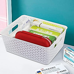 Ponpong Plastic Woven Storage Basket, 4 Packs