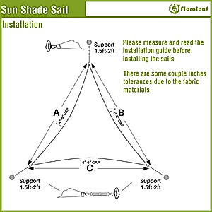 FLORALEAF 12'x12'x12' Sun Shade Sail Triangle Canopy UV Block Sun Shade for Outdoor Patio Garden Backyard Awning