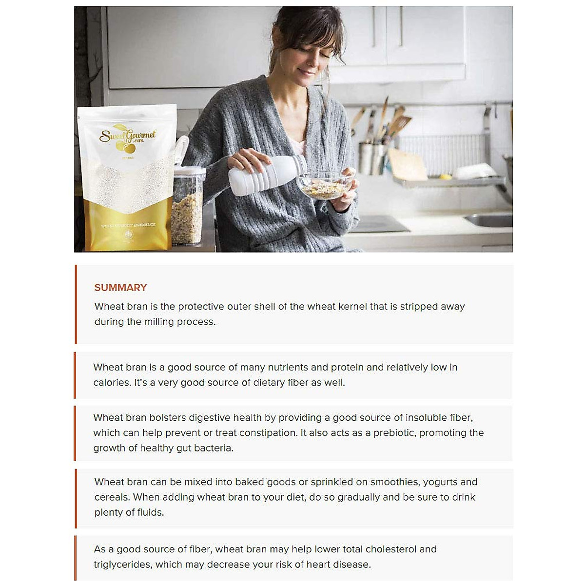 SweetGourmet Baker's Wheat Bran | Natural Foods | 2 Pounds