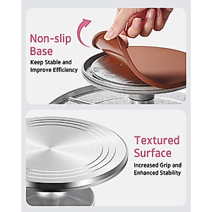 Syntus Aluminum Alloy Revolving Cake Stand, 12 Inch Cake Turntable for Decorating Super Smooth and Quiet Rotation Cake Decorating Stand for Party Wedding, Bright Silver Base