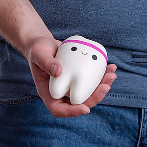 Nutty Toys Super Slow Rising Jumbo Squishy Tooth - Soft & Scented Stress Relief Present, Top Valentine's Day & Easter Gift Idea for Kids, Teens, Boys, Girls, Adults, Best Dental & Dentist Gifts 2025