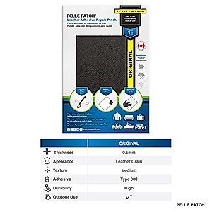 Pelle Patch - Black Leather Car Seat Repair Kit - Self Adhesive Leather Repair Patches for Sofa - Car Leather Repair Kit Black - Black Leather Sofa Repair Kit - Car Vinyl Patch Repair Kit -Black 11x16