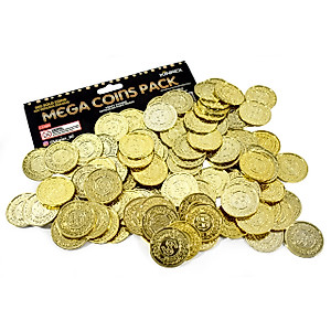 KINREX Plastic Gold Coins – St Patricks Day Realistic Bulk Prop Money for Kids, Toddler, Party, Games, Crafts, Reward, Teachers, Classroom Pretend Play Toys, 400 Count Fake Coins Set