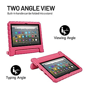 Simpleway Kids Case for Fire HD 8 Tablet 10th Generation 2020 Release, Fire HD 8 and HD 8 Plus Tablet Case for Kids,Shockproof Lightweight Rotating Foldable Handle Stand Holder Tablet Case Cover