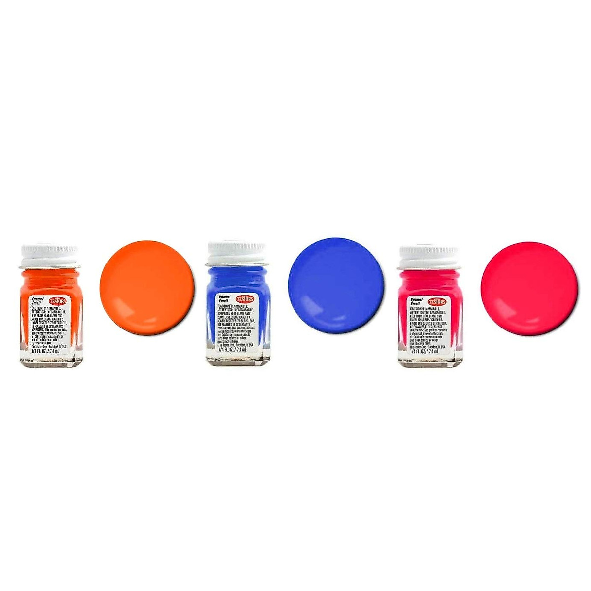 Testors Fluorescent Enamel Paint Variety, Orange, Yellow, Blue, Pink, Green, and Thinner 1/4 oz (Pack of 11) - with Make Your Day Paintbrushes