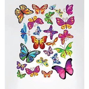 Easy Peel and Stick Instant Home Decor Wall Sticker - Colorful Butterflies Nursery Decals #3005