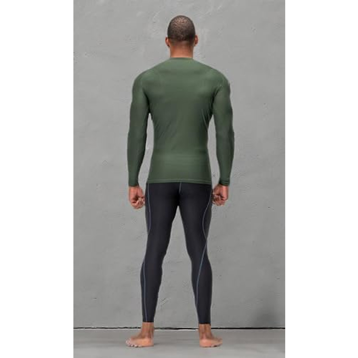 DEVOPS 3 Pack Men's UPF 50+ Long Sleeve Compression Shirts Quick Dry, Cool Gear for Garage Garden Gym Yard and Workouts (Medium, Black-Khaki-Navy)