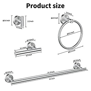 Cilee 8 Piece Brushed Nickel Bathroom Hardware Set, 24inch Bathroom Towel bar+Towel Ring+Toilet Paper Holder+ Robe Towel Hook, SUS304 Stainless Steel Bathroom Accessory Set