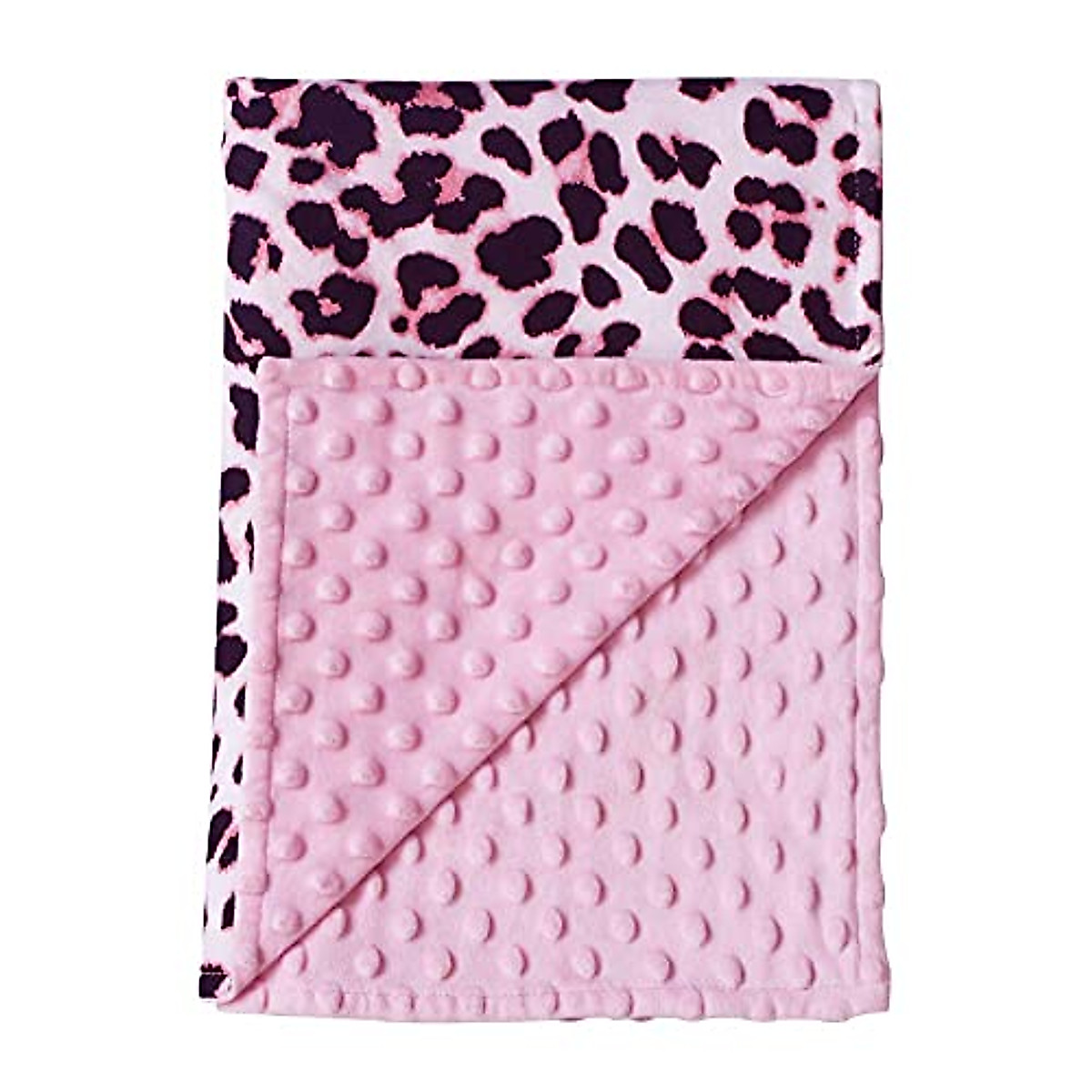 Messy Code Baby Blanket Super Soft Minky Plush Blanket with Double Layer Dotted Backing for Babies,Pink Leopard Printed Reversible Blanket 30x40 Inch
