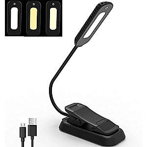 ZYK Book Light, 12 LED USB Rechargeable Reading Light with 3-Level Brightness for Eye Protection Night Reading Lamp