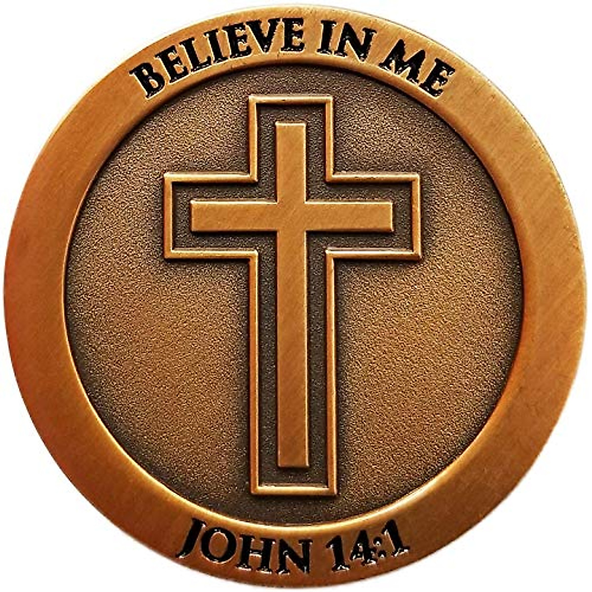 Don't Be Anxious Coin, Believe in me, Worry Stone for Anxiety, Antique Gold-Color Plated Challenge Coin, He Cares for You - 1 Peter 5:7 Gift
