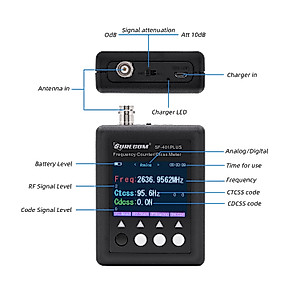 Mcbazel Surecom SF401 Plus 27Mhz-3000Mhz Radio Portable Frequency Counter Meter with CTCCSS DCS Decoder