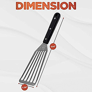 Fish Spatula 12.6 inch Stainless Steel - Fish Turner with Heat Resistant Handle - Premium Spatulas for Cooking Fish, Meat, Eggs - BBQ Slotted Turner with ABS Solid Handle and Hanging Hole