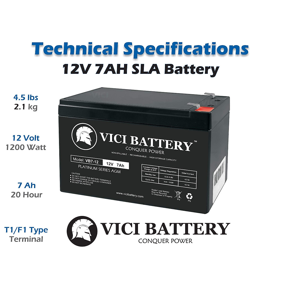 VICI Battery VB7-12 - 12V 7AH Replacement UPS Battery for APC Back-UPS 550 BE550G Brand Product