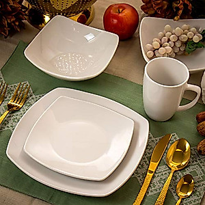 Elama Service for Four 16 Piece Porcelain Dinnerware Set, White-Square 1