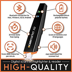 Scanmarker Air Pen Scanner - OCR Digital Highlighter and Reader - Wireless (Black, Scanmarker Air)