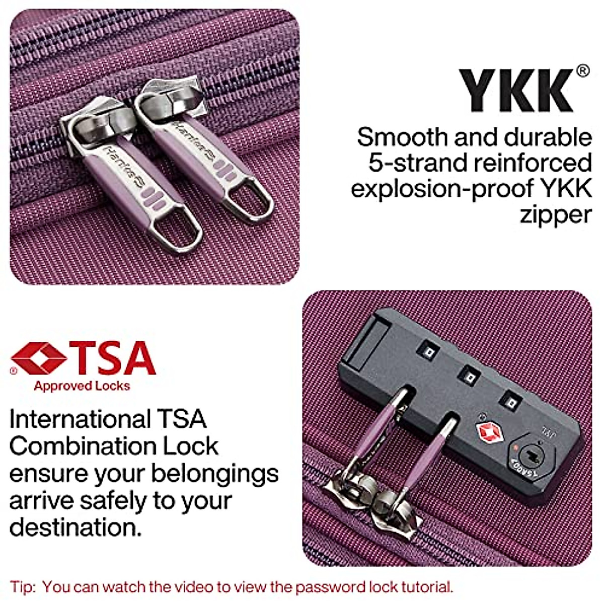 Hanke 20" Softside Expandable Carry on Luggage with Spinner Wheels, Lightweight upright Suitcase with TSA Lock,Rolling Travel Luggage for Woman Man,20-Inch(Purple)