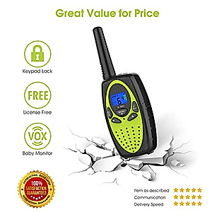 Walkie Talkies Long Range, Topsung M880 FRS Two Way Radio for Adults with Mic LCD Screen/Durable Wakie-Talkies with Noise Cancelling for Men Women Outdoor Adventures Cruise Ship (Yellow Green 2 in 1)