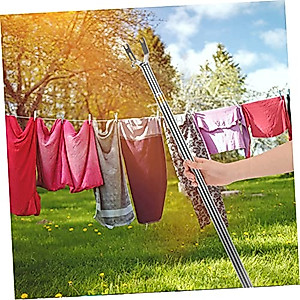 clothes rail closet pole mahl stick laundry grabber tight reach shepard hook stick clothes reaching clothesline prop hooks closet reacher pole clothing Stainless steel fork