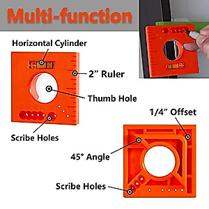Atiger 2PCS Marks Offset Ruler with Level - 5 in 1 Multifunction Ruler for Parallel Lines for Screws or Cutting Marking Offset Marking Tool Easily Scribe Trim for The Perfect fit
