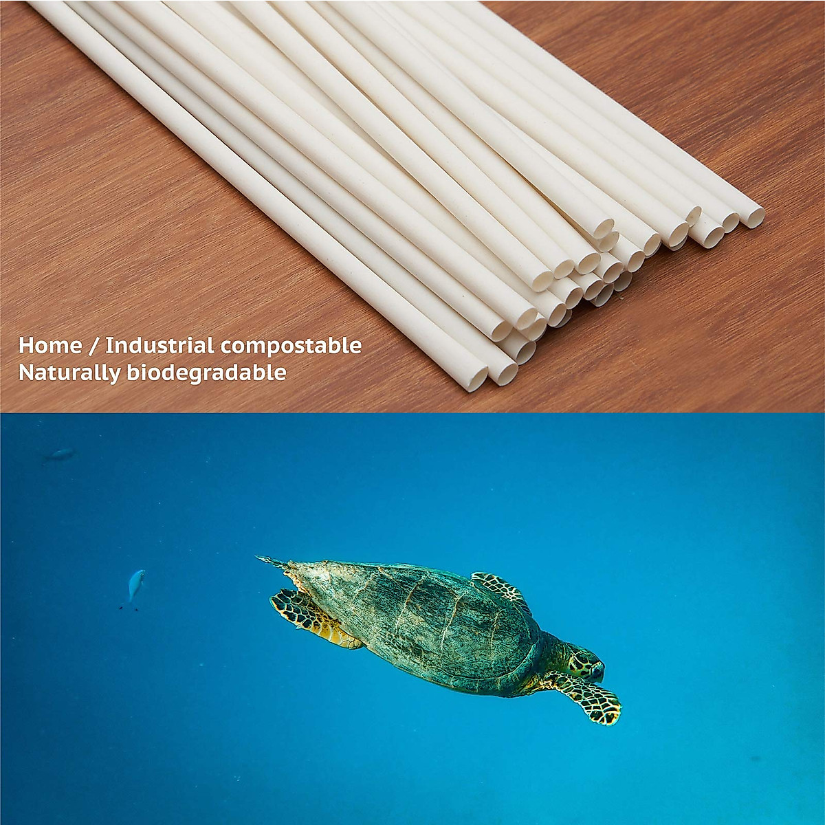 Biodegradable Bamboo Fiber Straws | 200 PCS 7.8'' Compostable Eco-Friendly Drinking Straws Disposable | Durable for Hot & Cold Drinks