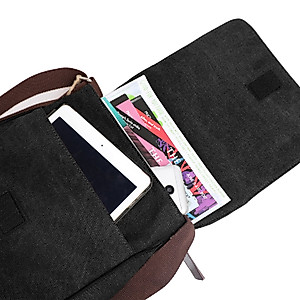 Berchirly Canvas Shoulder Bag Men Casual Travel Male 8Inch Crossbody Messenger Bag Black