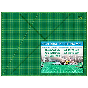 WorkLion 36" x 48" Self Healing Cutting Mat: Double sided 5-Ply Non-Slip - Professional for Scrapbooking & Quilting & Sewing & Arts & Crafts Project (Green)…
