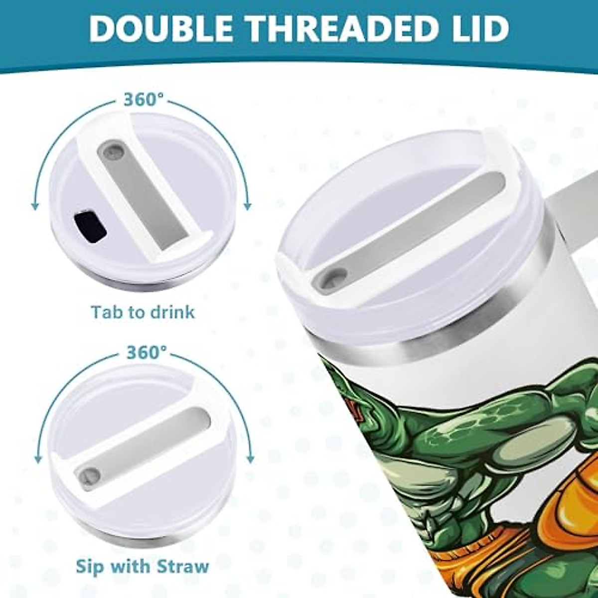 Jihqo Dinosaur Playing Basketball 40 oz Stainless Steel Vacuum Insulated Tumbler with Handle and Straw Lid Reusable Leakproof Water Bottle Double Wall Travel Mug Coffee Cup, Cupholder Friendly