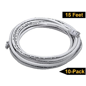 iMBAPrice 15 ' Cat5e Network Ethernet Patch Cable, 10 Pack, White (IMBA-CAT5-15WT-10PK)