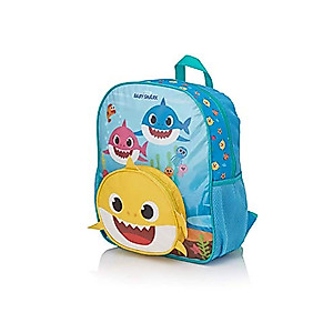 AI ACCESSORY INNOVATIONS Baby Shark 14" Boys & Girls Backpack, School Travel Bag for Toddler, Features Die Cut Baby Shark front Pocket, 2 side mesh pockets, and Adjustable Padded Straps
