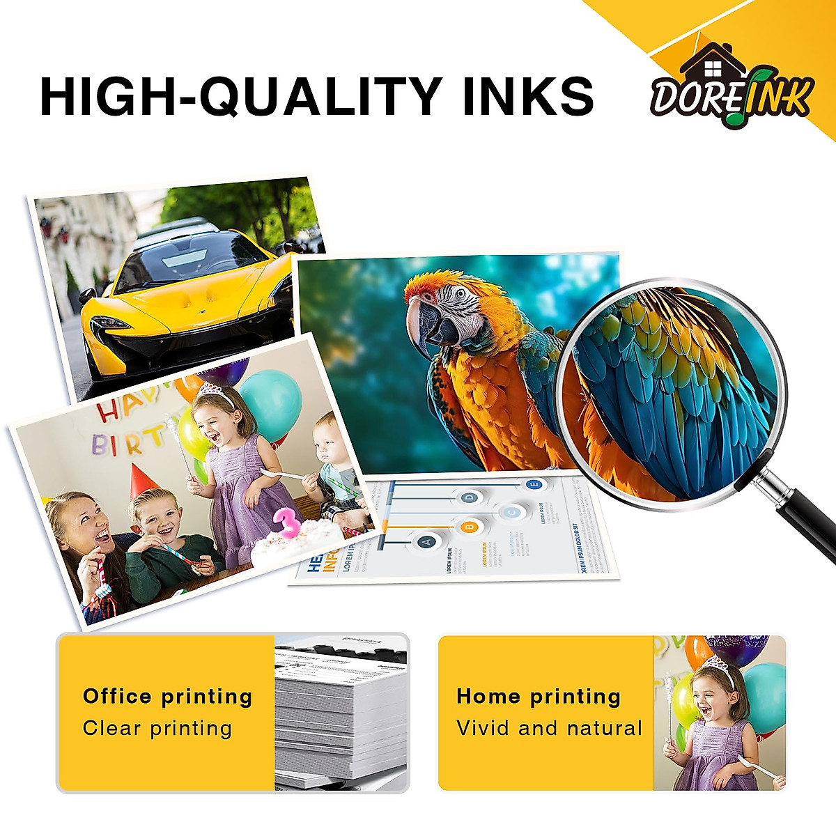 DOREINK Compatible 226 CLI226 Ink Cartridge Replacement for Canon PIXMA MG5220 MG5320 MX882 MG6120 MG6220 MX892 MG5300 MG8120 MX880 MX712 (5 Cyan, 5 Yellow, 5 Magenta) 15Pack