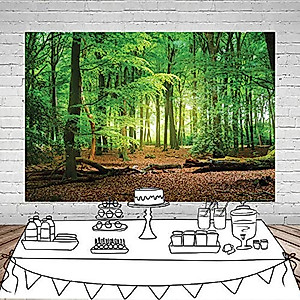 SJOLOON 7X5ft Spring Green Forest Thin Vinyl Photo Backdrops Camping Themed Baby Shower Photography Background Studio Props 10516