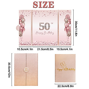 DARUNAXY Rose Gold 50th Birthday Party Decorations, Happy 50th Birthday Alternative Signature Guest Book for Women Pink Cheers to 50 Years Old Gifts 50 Birthday Signing Card Board Party Supplies