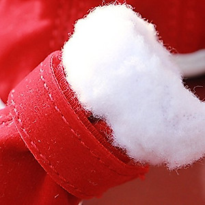 URBEST 2 Pairs Santa Red Detachable Closure Christmas Puppy Cute Dog Winter Shoes Boots (4#, Red)