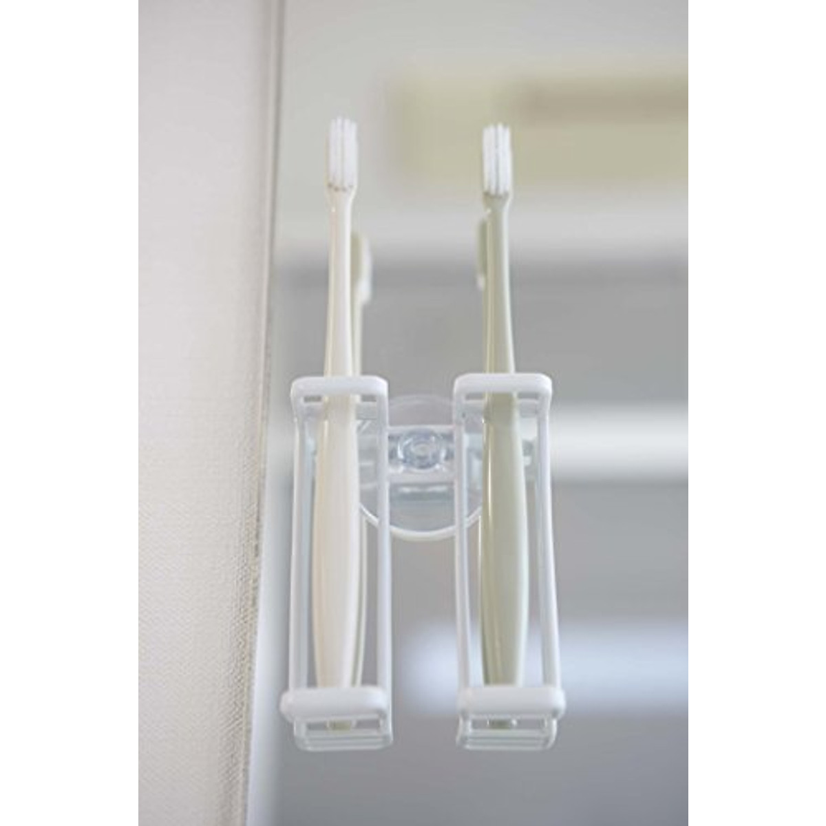 YAMAZAKI home 2530 Toothbrush Holder-Suction Cup Organizer for Bath, One Size, White