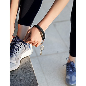 Mymazn Silicone Key Ring Bracelets Compatible with Women Wristlet Round Keychain Bangle Keyring Oversize Circle (BLack)