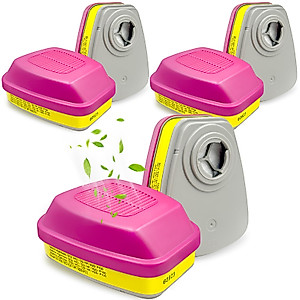 (3 Pairs) 60923 Respirator Cartridge,60923 Particulate Filter,for Half and Full Face Respirator Mask 6200,7502,6800 Series,Effective Filtering Acid Gases,Organic Vapors,Chemica and Particulates.