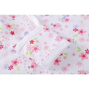 Baby Girls Sleep Gown - 100% Cotton Soft Lightweight No-Scratch Mittens Baby Sleeping Bag - Pink 90