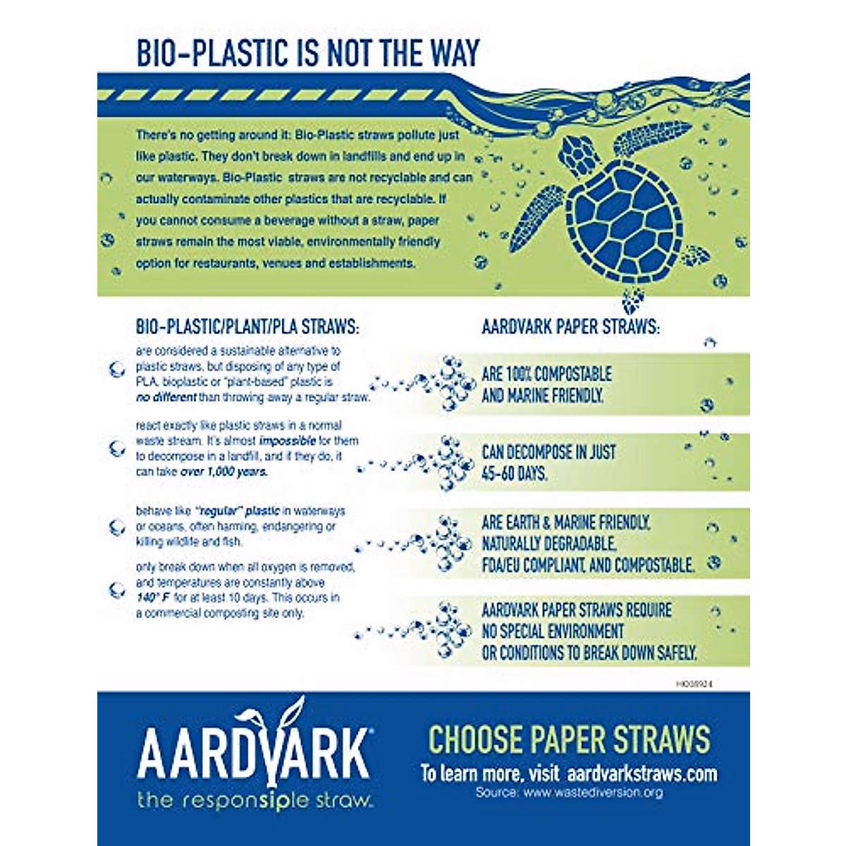 Aardvark 7.75" White Jumbo Eco-Flex Paper Straws, 4,800 ct