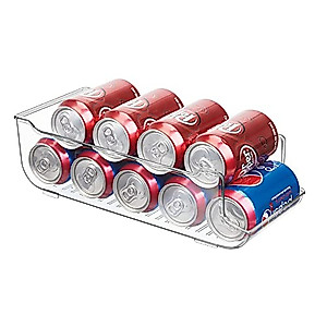 mDesign Large Plastic Pop/Soda Can Dispenser Storage Organizer Bin for Kitchen Pantry, Countertops, Cabinets, Refrigerator - Holds 9 Cans - BPA Free, Food Safe, 4 Pack - Clear