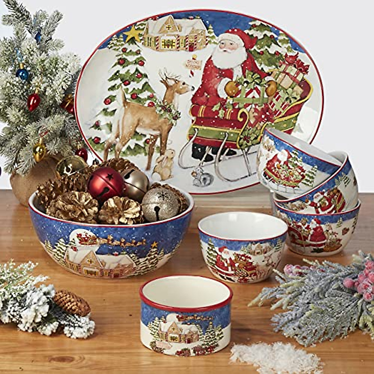 Certified International Santa's Workshop 9" Dessert/Salad Plates, Multicolor, Medium, Set of 4