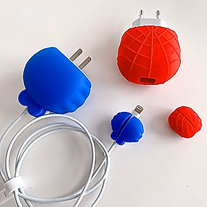 for Apple 18w/20w USB-C Power Adapter Charger,The Latest Model in 2022 3D Cute Cartoon Lightning Cable Protector Cover for iPhone Max Fast Charging Head Protective Cover (Spider &Man)
