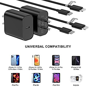 FUHAYA iPhone 15 Fast Charger, 2 Pack 20W PD USB C Wall Charger Fast Charging Block with 10FT Type C to C Fast Charging Data Sync Cable for iPhone 15/15 Plus/15 Pro/15 Pro Max,iPad Pro/Air/Mini, Black